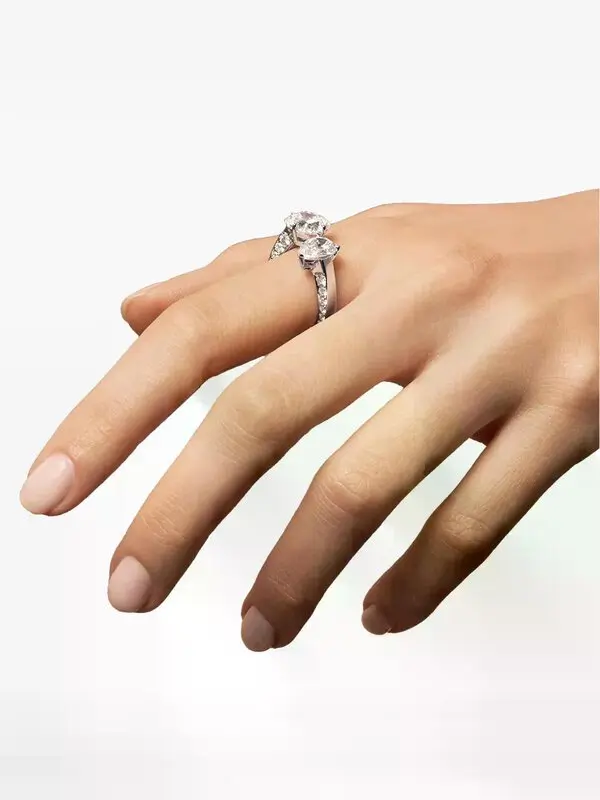 LOEV 18k White Gold Diamond Open Cuff Ring