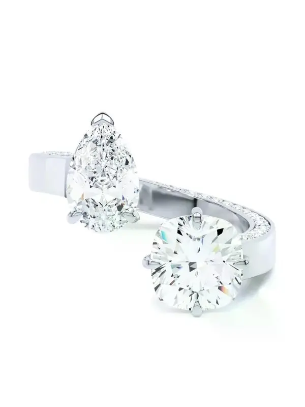 LOEV 18k White Gold Diamond Open Cuff Ring
