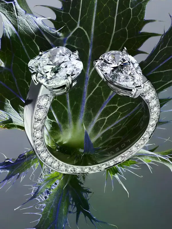 LOEV 18k White Gold Diamond Open Cuff Ring