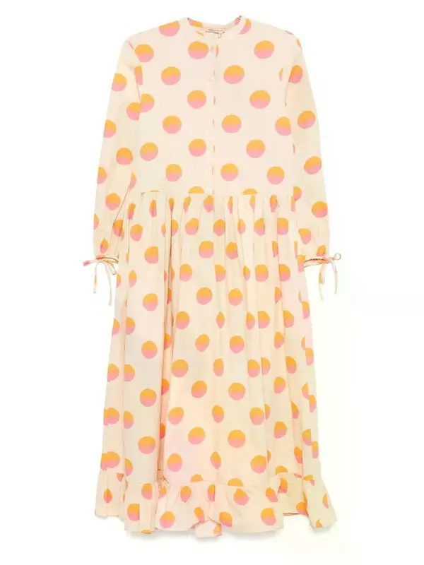 STELLA NOVA Cream Polka Dot Ruffled Dress