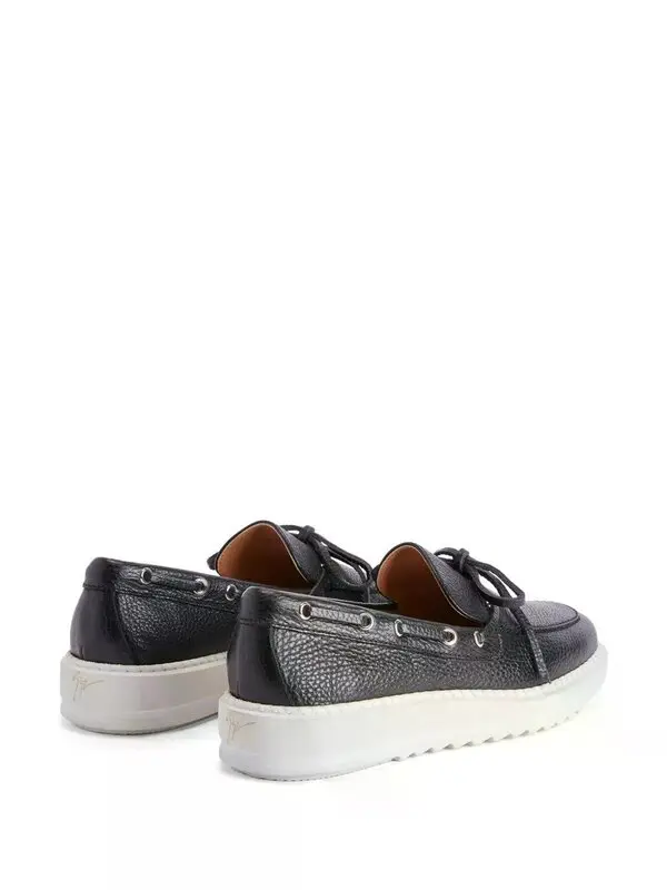 GIUSEPPE ZANOTTI Alfred Grained-leather Boat Shoes - Black