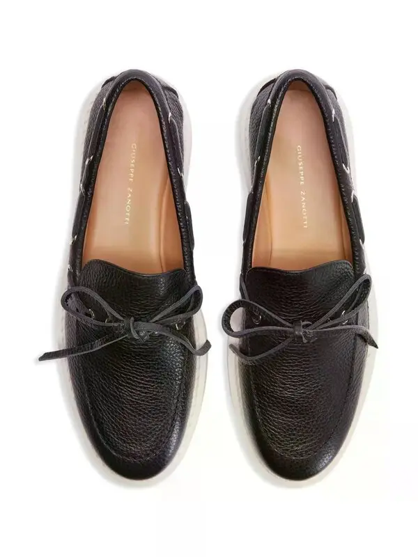 GIUSEPPE ZANOTTI Alfred Grained-leather Boat Shoes - Black