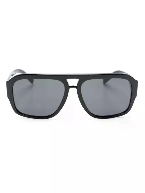 Dolce & Gabbana Pilot-frame Sunglasses With Logo Plaque - Black