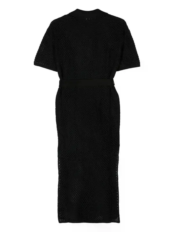 Brunello Cucinelli Belted Crochet Midi Dress