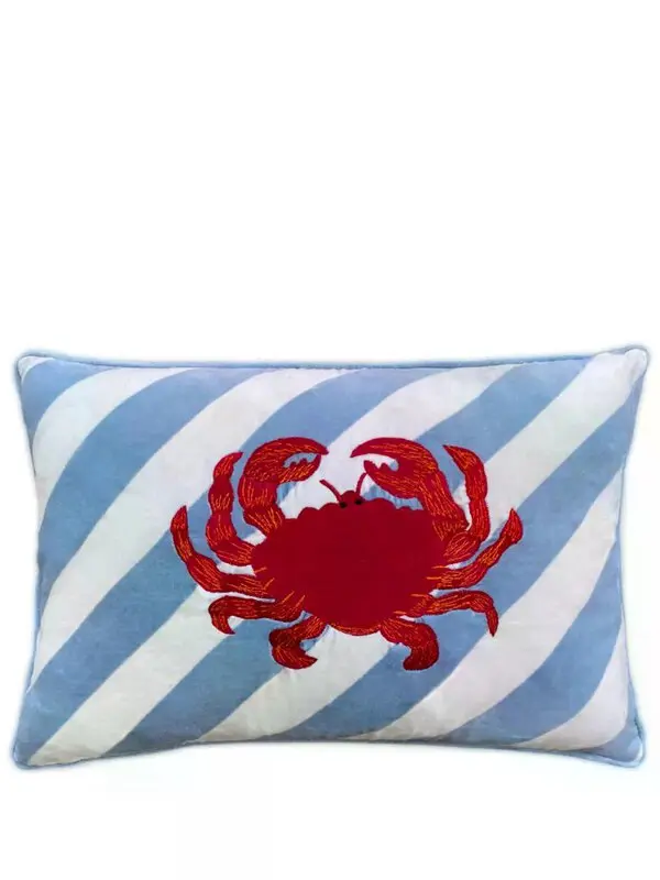 LES-OTTOMANS Crab Striped Cushion - Blue