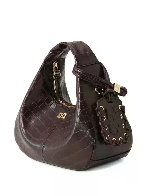 GANNI Mini Croc-embossed Leather Tote