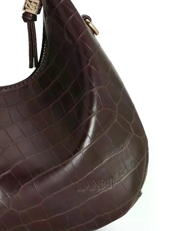 GANNI Mini Croc-embossed Leather Tote