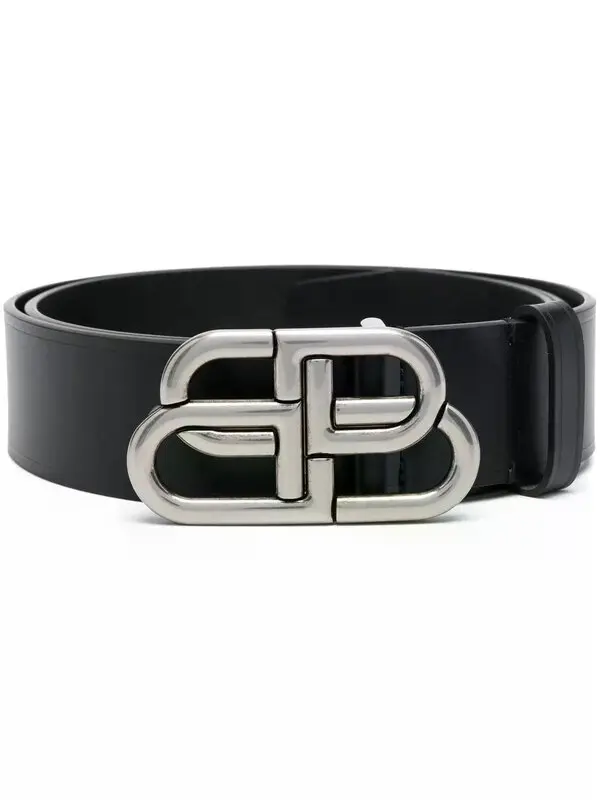 Balenciaga Extra Large Bb Leather Belt - Black