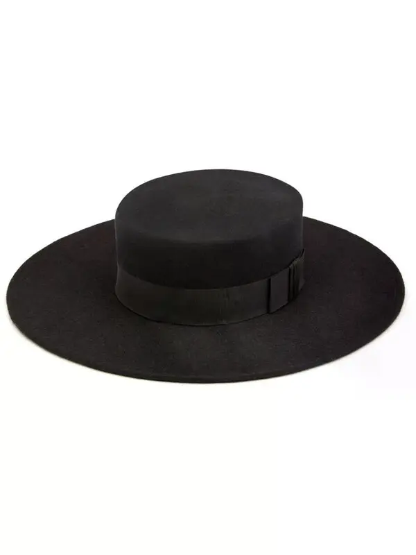 Nina Ricci Large Felt Wool Boater - Black