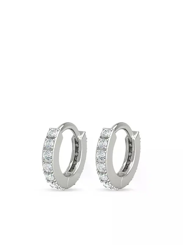 VEYNOU 14kt Recycled White Gold Diamond Huggie Earrings - Silver
