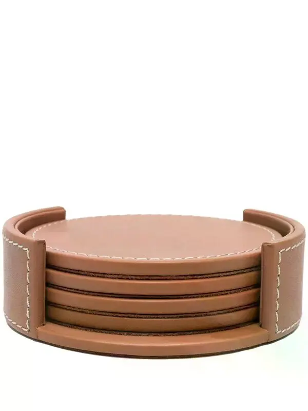 Ralph Lauren Wyatt Leather Coasters - Brown