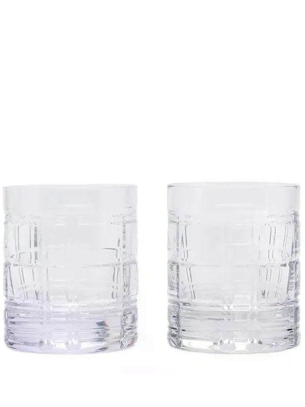 Ralph Lauren Hudson Plaid-tumbler Glass - Neutrals
