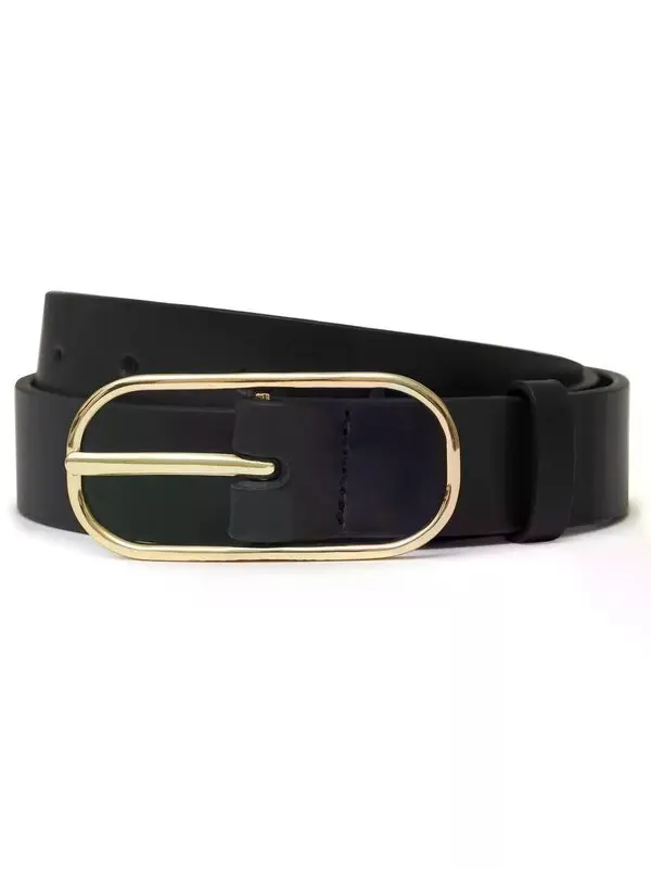 ANINE BING Harper Leather Buckle Belt - Black