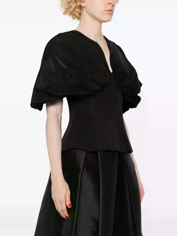 RHEA COSTA Ruched Taffeta Top