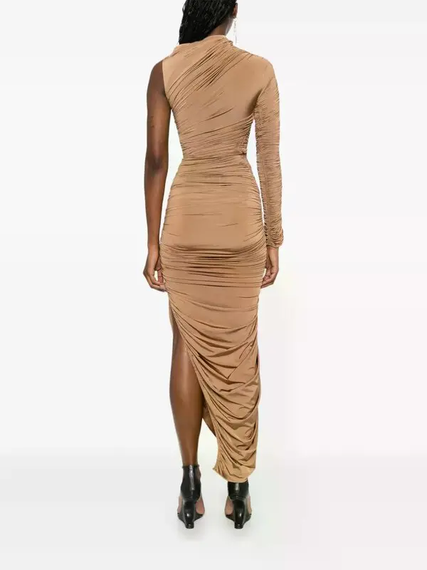 MUGLER Asymmetric Ruched Maxi Dress