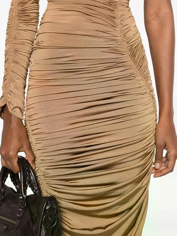 MUGLER Asymmetric Ruched Maxi Dress