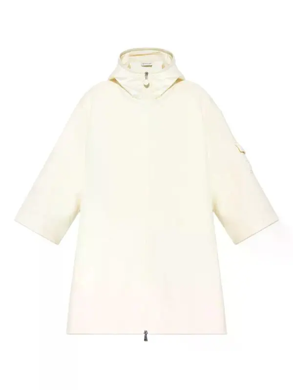 Moncler Zip-up Hooded Cape With Short Sleeves