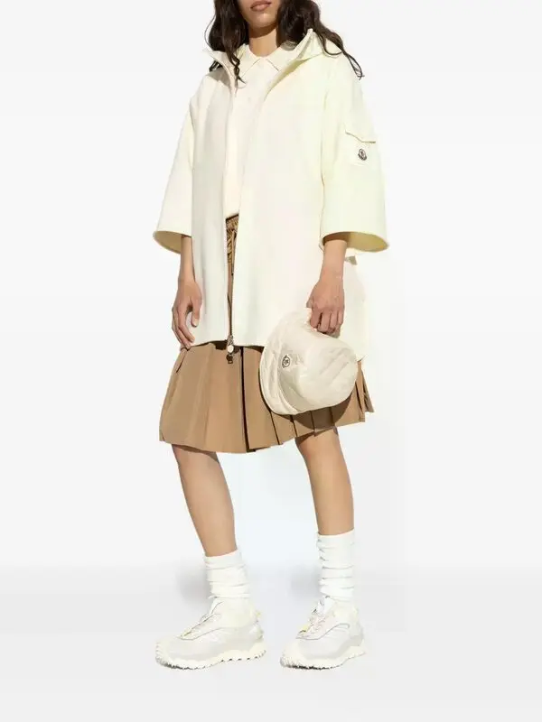 Moncler Zip-up Hooded Cape With Short Sleeves