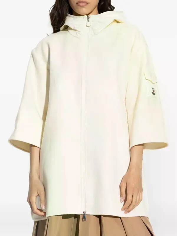 Moncler Zip-up Hooded Cape With Short Sleeves