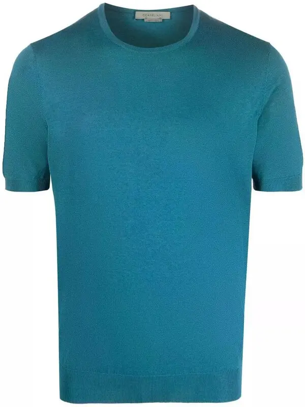Corneliani Silk-cotton Short-sleeve T-shirt - Blue