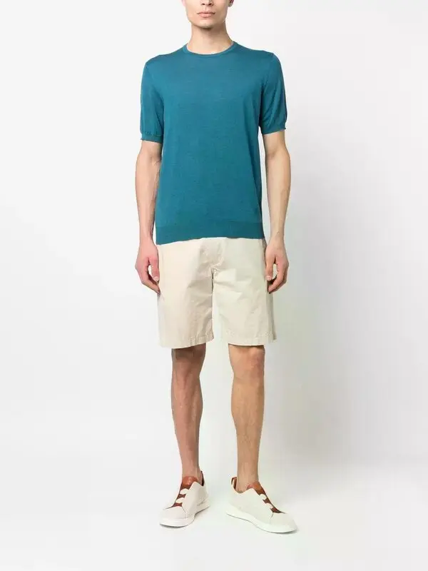 Corneliani Silk-cotton Short-sleeve T-shirt - Blue