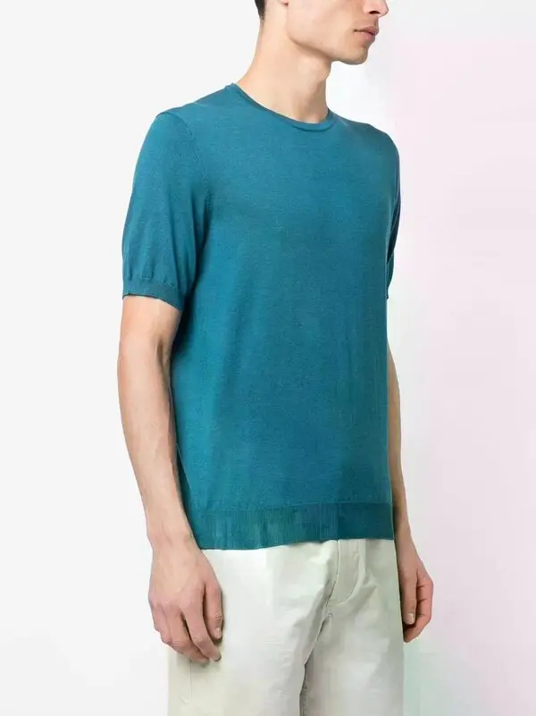 Corneliani Silk-cotton Short-sleeve T-shirt - Blue