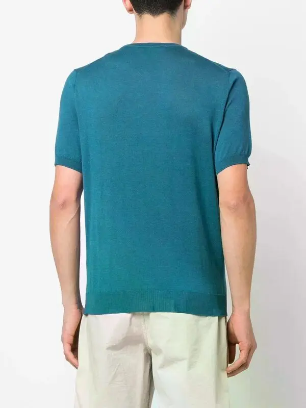 Corneliani Silk-cotton Short-sleeve T-shirt - Blue