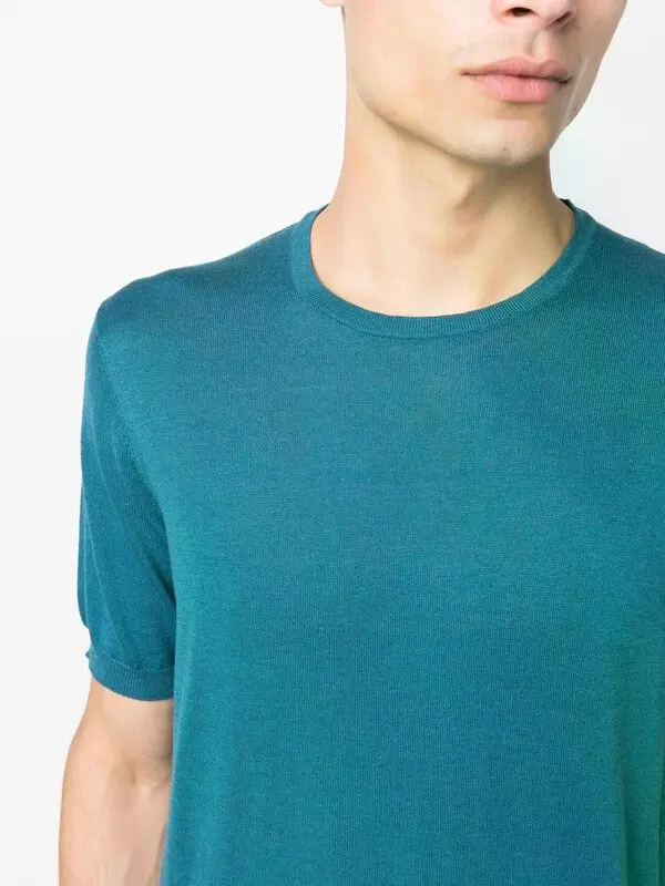 Corneliani Silk-cotton Short-sleeve T-shirt - Blue