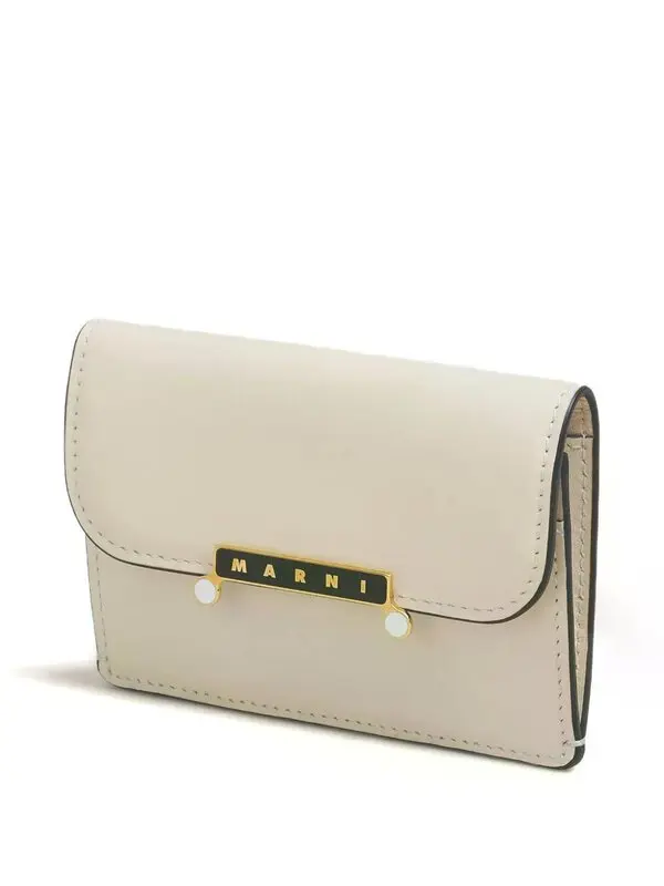 Marni Leather Envelope Flap Wallet - Neutrals