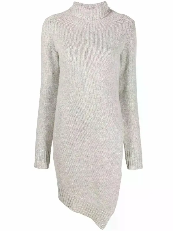 JIL SANDER Asymmetric Roll-neck Jumper - Grey