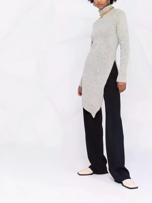 JIL SANDER Asymmetric Roll-neck Jumper - Grey