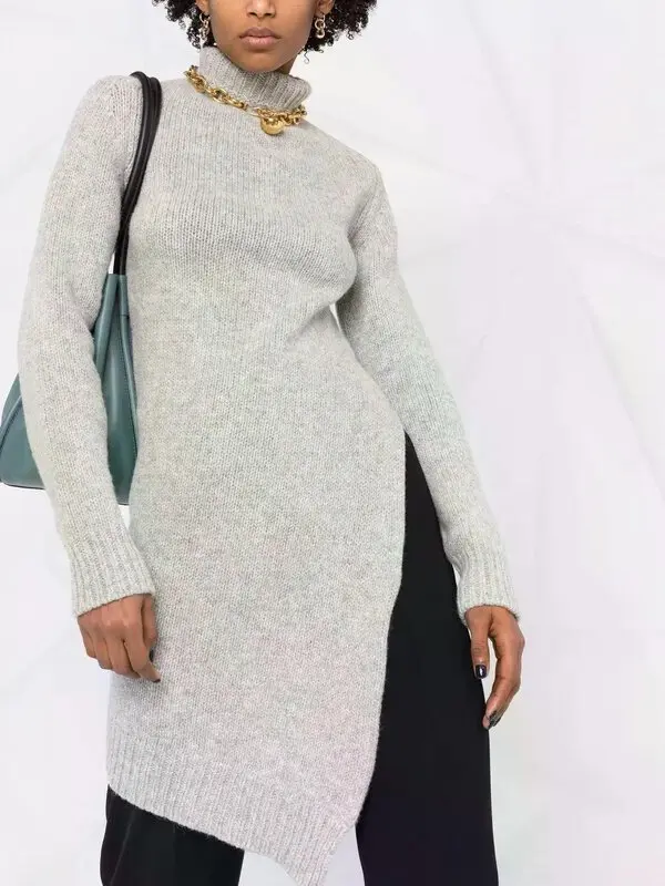 JIL SANDER Asymmetric Roll-neck Jumper - Grey