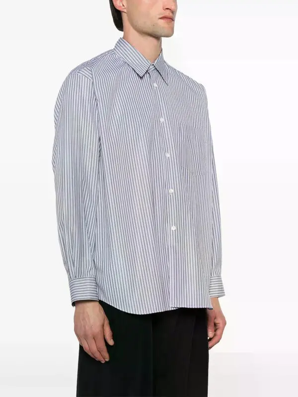 Comme Des Garçons Striped Cotton Shirt - Blue