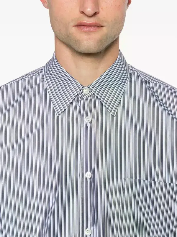 Comme Des Garçons Striped Cotton Shirt - Blue