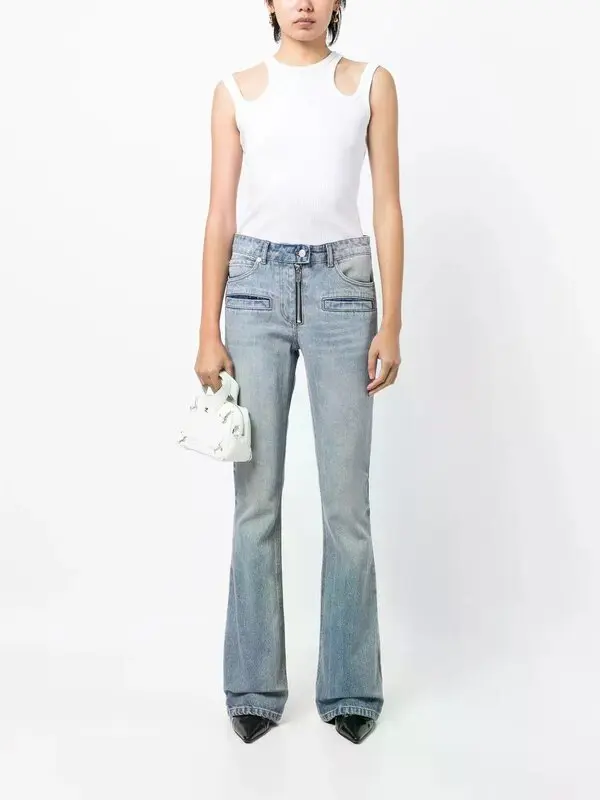COURREGES Washed Denim Flared Jeans