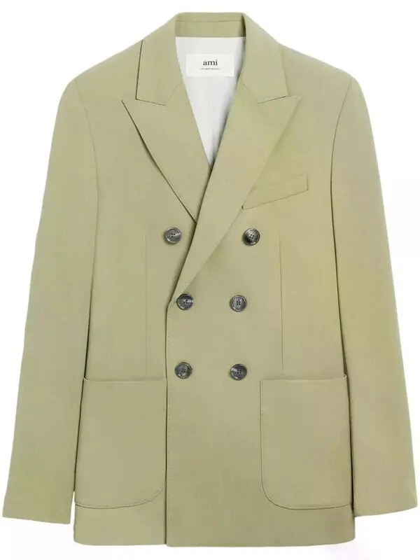AMI Paris Peak-lapels Double-breasted Blazer - Green