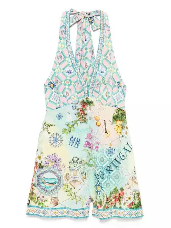 Camilla Silk Jumpsuit - Blue