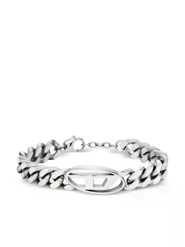 DIESEL Logo-plaque Chain Bracelet - Silver