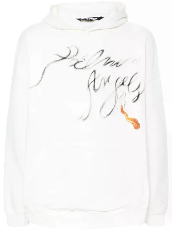 Palm Angels Foggy Logo-print Hoodie - White