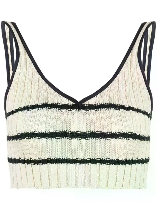 Lorena Antoniazzi Ribbed-knit Cropped Top - Neutrals