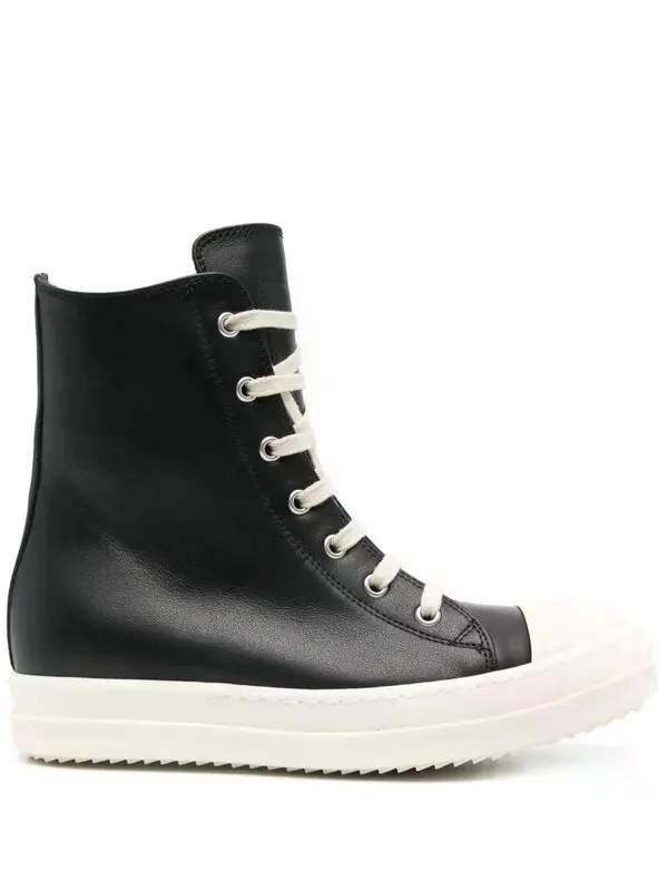 Rick Owens Leather High-top Sneakers - Black