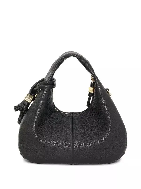 GANNI Textured Leather Mini Tote Bag - Black
