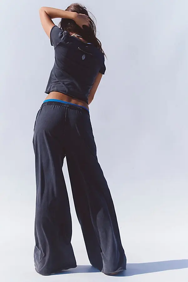 Free People Hot Shot City" Cropped Tee And Flare Pant Set - Black