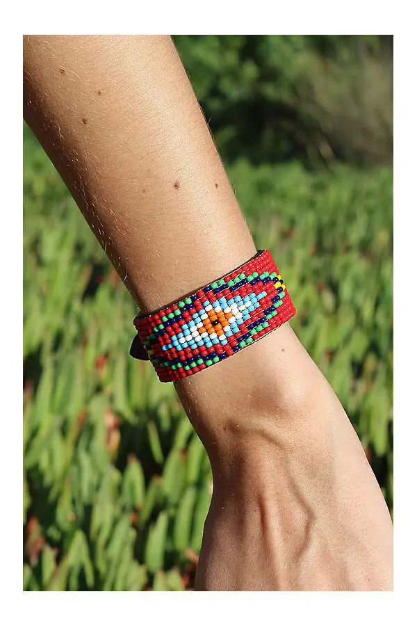 SAMBBOHO Beaded Leather Bracelet