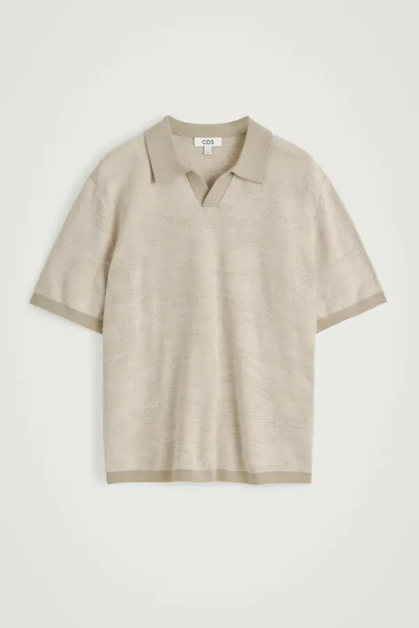 Cos Cotton Jacquard Polo Shirt
