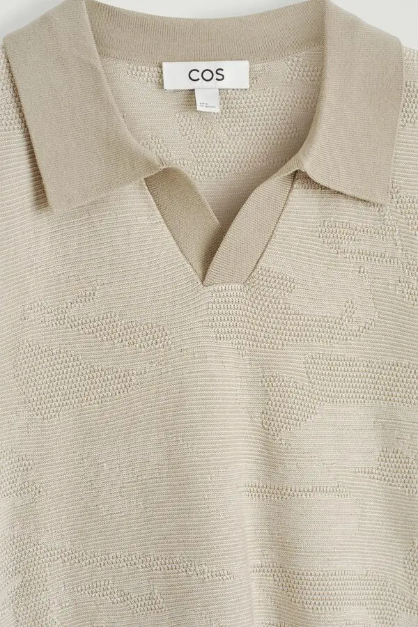 Cos Cotton Jacquard Polo Shirt
