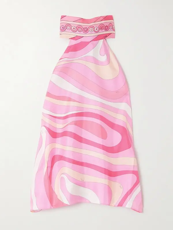 Emilio Pucci Marmo Printed Silk-twill Halterneck Top