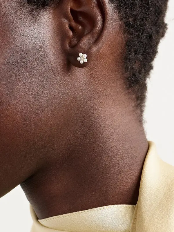 Mizuki 14-karat Pearl And Diamond Earrings