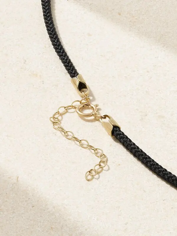 Mizuki 14-karat Gold, Cord And Diamond Necklace