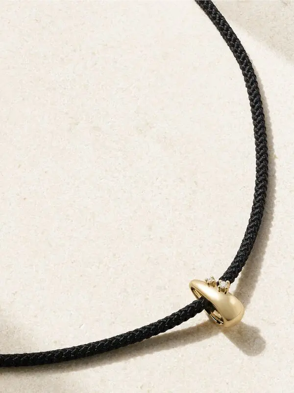 Mizuki 14-karat Gold, Cord And Diamond Necklace